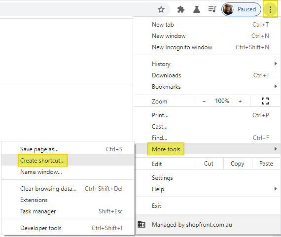 Creating a Desktop Shortcut for Shopfront – Shopfront